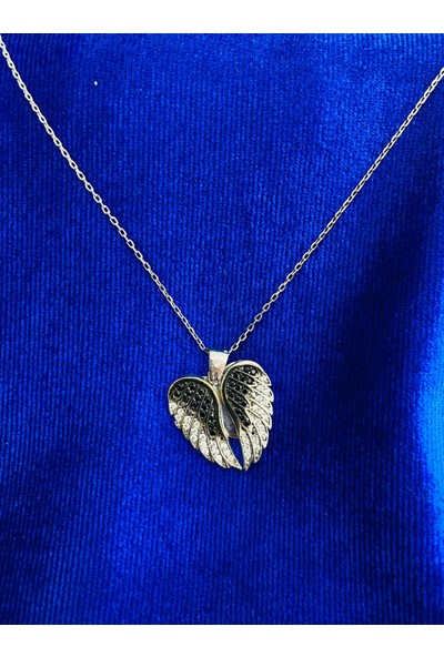 Matiat Ticaret 925 Ayar Gümüş Kanatlı Kalpli Kolye
