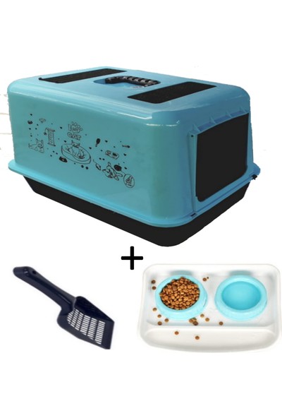 Optimal G Xxl Büyük Boy Lüx Mavi Kedi Tuvaleti ve Mama Seti Optimal G Xxl Büyük Boy Lüx Mavi Kedi Tuvaleti ve Mama Seti