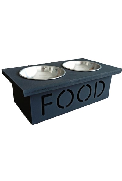 Woodenby Ahşap Çelik Kaseli Mama ve Su Kabı Küçük ve Orta Irk Köpeklere Özel