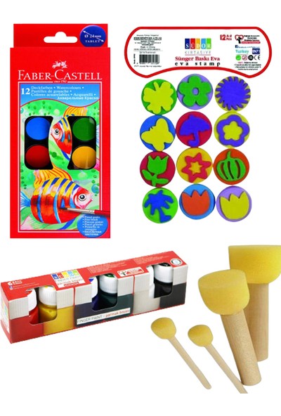 Art Picasso Sulu Boya Parmak Boyası Eva Baskı ve Ponpon 4'lü Set Art Picasso Sulu Boya Parmak Boyası Eva Baskı ve Ponpon 4'lü Set