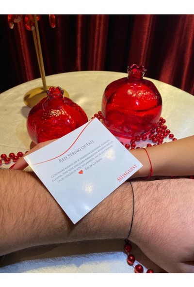 Bidüğüm Red String Kırmızı Siyah Ip Çift Bileklik
