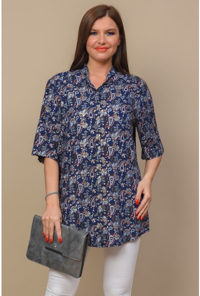 Tusse Pamuklu Dokuma Geniş Kesim Büyük Beden Gömlek