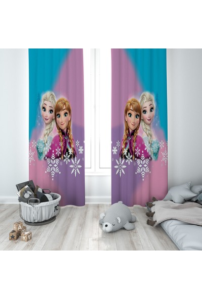 Showy Baby Elsa Anna Desenli Çocuk Odası Fon Perde Showy Baby Elsa Anna Desenli Çocuk Odası Fon Perde