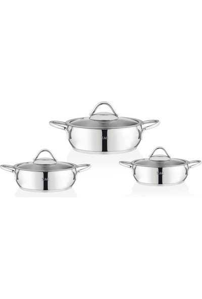 Taç Vitali 3'lü 6 Parça Çelik Sahan Seti TAC-3496 Taç Vitali 3'lü 6 Parça Çelik Sahan Seti TAC-3496