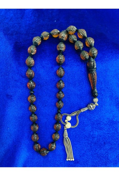 Matiat Ticaret 925 Ayar Gümüş Püsküllü Kehribar Tesbih