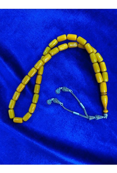 Matiat Ticaret 925 Ayar Gümüş Püsküllü Kehribar Tesbih