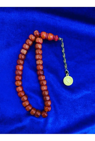 Matiat Ticaret 925 Ayar Gümüş Püsküllü Kehribar Tesbih