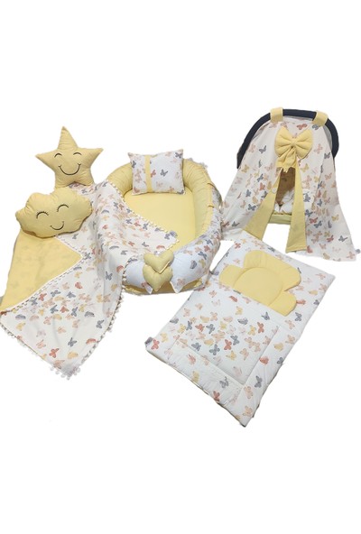 Bebek Atölyesi Bebekatölyesi Babynest Sarı Kelebek Desen 9 Parça Set Bebek Atölyesi Bebekatölyesi Babynest Sarı Kelebek Desen 9 Parça Set