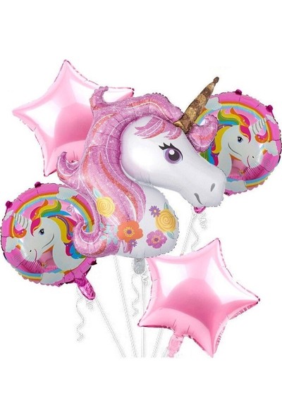 Pazariz 5'li Pembe Unicorn Folyo Balon Seti Pazariz 5'li Pembe Unicorn Folyo Balon Seti