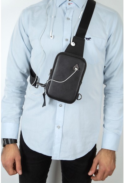 Avca Unisex Siyah Hakiki Deri Telefon Kulaklık Çıkışlı Çapraz Askılı Bel Omuz Çanta Avca Unisex Siyah Hakiki Deri Telefon Kulaklık Çıkışlı Çapraz Askılı Bel Omuz Çanta