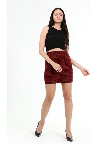 Dressima Kırmızı Ekose Etek
