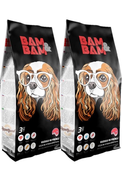 Bam&Bam Kuzu Etli ve Pirinçli Yetişkin Küçük Irk Köpek Maması 3 kg x 2 Adet Bam&Bam Kuzu Etli ve Pirinçli Yetişkin Küçük Irk Köpek Maması 3 kg x 2 Adet