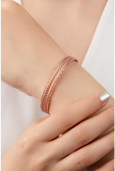 TMT Gümüş Telkari Rose Kaplama Renk El Işi Bilezik TMT Gümüş Telkari Rose Kaplama Renk El Işi Bilezik