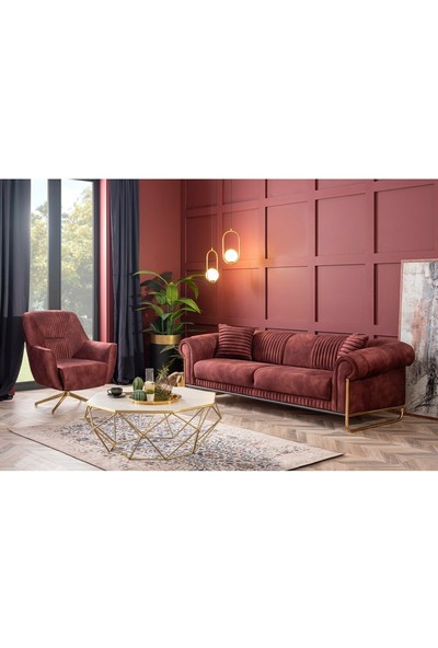 Weltew Home Bornova Koltuk Takımı 3+1 (Bordo) Weltew Home Bornova Koltuk Takımı 3+1 (Bordo)