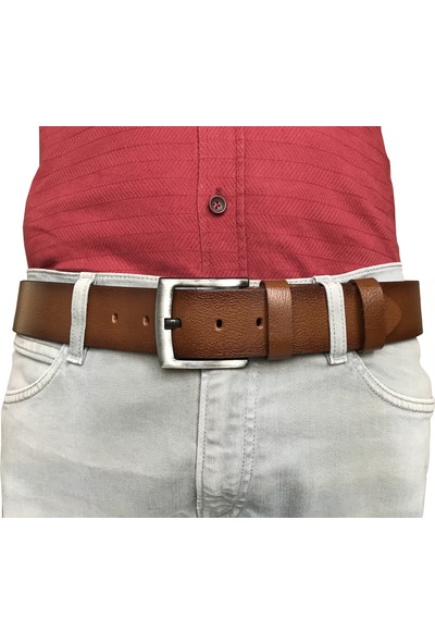 GoDeri %100 Deri 4.5 cm Kahverengi Kot, Spor Kemer