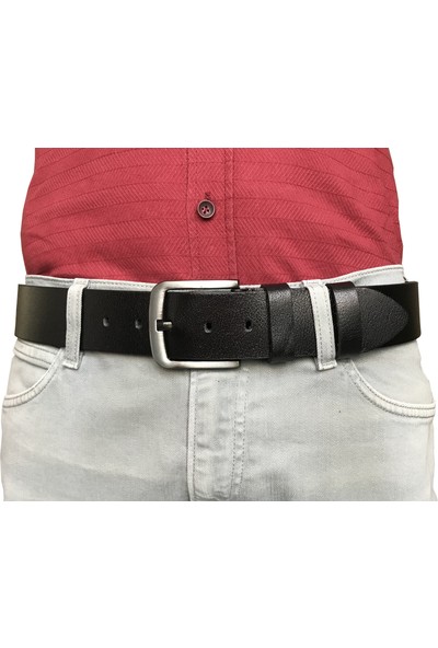 GoDeri %100 Deri 4.5 cm Siyah Kot, Spor Kemer