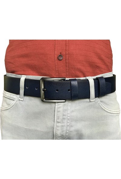 GoDeri %100 Deri 4.5 cm Lacivert Kot, Spor Kemer