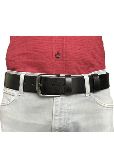 GoDeri %100 Deri 4.5 cm Siyah Kot, Spor Kemer