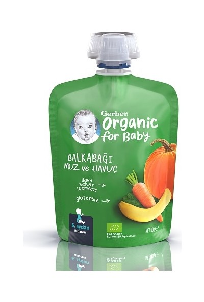 Gerber Organik Muzlu Havuçlu Bal Kabağı Püresi 90 gr Gerber Organik Muzlu Havuçlu Bal Kabağı Püresi 90 gr