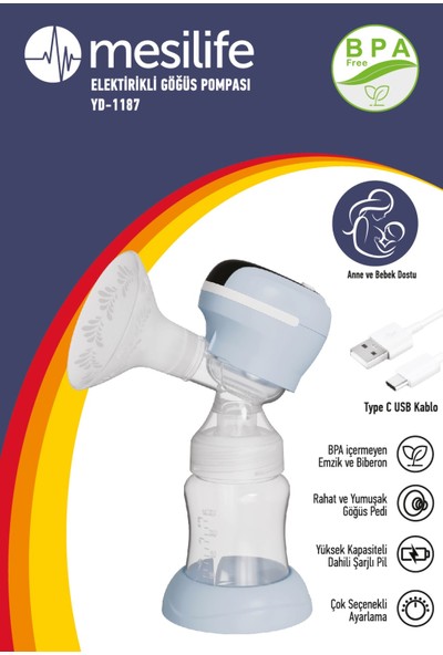 Mesilife YD-1187 Elektrikli Göğüs Süt Pompası