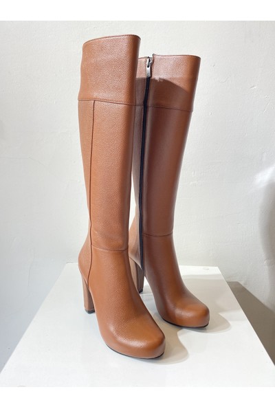 Gecce Topuklu Içi Yünlü Hakiki Deri Çizme