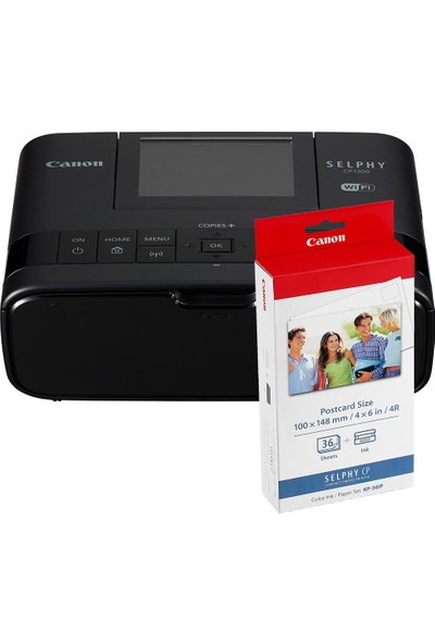 Canon SELPHY CP1300 Siyah Fotoğraf Yazıcısı + Color INK Kağıt Seti (36'lı) (Canon Eurasia Garantili) Canon SELPHY CP1300 Siyah Fotoğraf Yazıcısı + Color INK Kağıt Seti (36'lı) (Canon Eurasia Garantili)