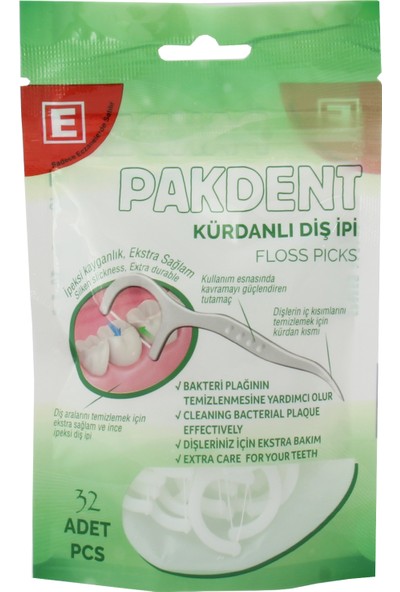 Pakdent Kürdanlı Diş Ipi 32 Adet Pakdent Kürdanlı Diş Ipi 32 Adet