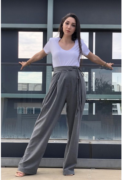 Consuits Kadın Antrasit Yandan Bağlamalı Kumaş Pantolon