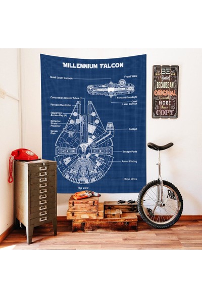 The Lucid Lab Millenium Falcon Star Wars Duvar Örtüsü- Blueprint The Lucid Lab Millenium Falcon Star Wars Duvar Örtüsü- Blueprint