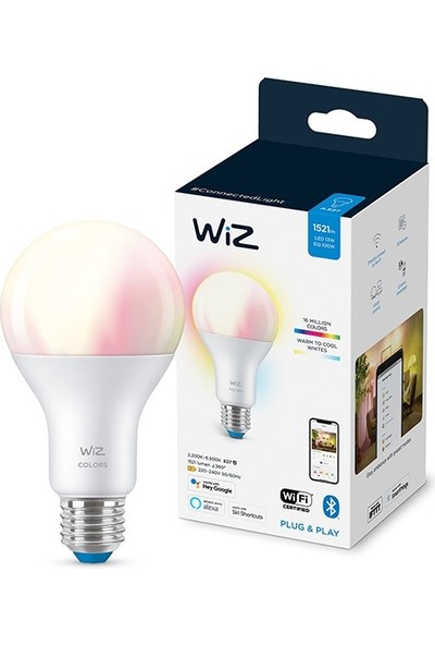 Wiz-Wi-Fi Renkli Ambiyans Akıllı Ampul - 100W - A67 - E27 Normal Duy