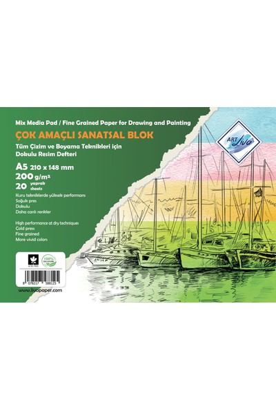 Art Liva A5 Dokulu Multi Teknik Sanatsal Resim Defteri 200 Gram 20 Yaprak Art Liva A5 Dokulu Multi Teknik Sanatsal Resim Defteri 200 Gram 20 Yaprak