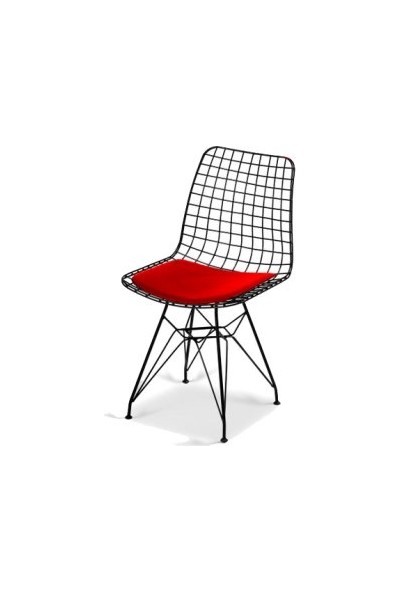 Çelik Sandalye Tel Sandalye Kırmızı Minderli Çelik Sandalye Tel Sandalye Kırmızı Minderli
