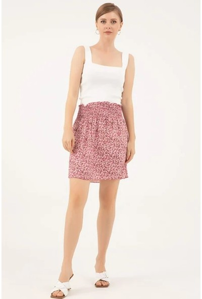 Selenay Store Kadın Çiçek Desenli Yazlık Mini Etek