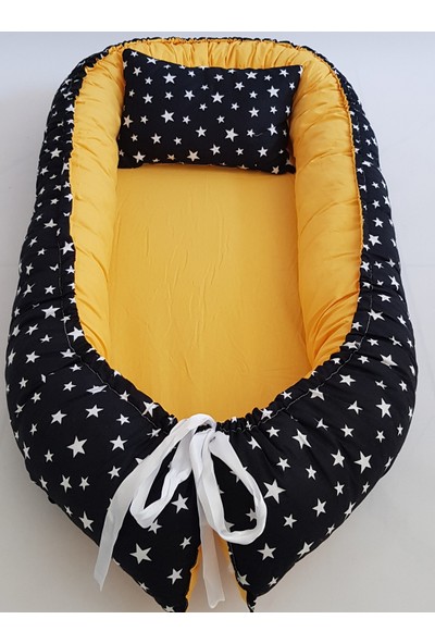 Babynest Dünyası Siyah Yıldız Koyu Sarı Babynest Bebek Yuvası