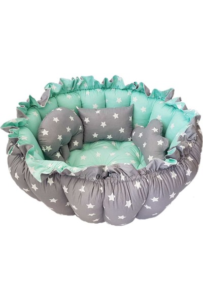 Babynest Dünyası Gri Yıldız Yeşil Yıldız Babynest Yuvarlak Uyku ve Oyun Minderi Babynest Dünyası Gri Yıldız Yeşil Yıldız Babynest Yuvarlak Uyku ve Oyun Minderi