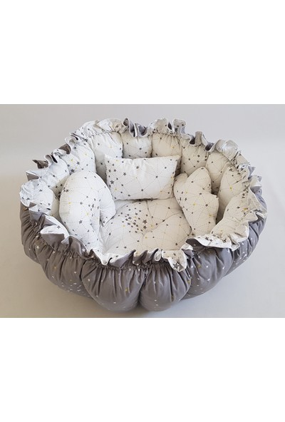 Babynest Dünyası Gri Beyaz Samanyolu Yuvarlak Babynest Uyku ve Oyun Minderi Babynest Dünyası Gri Beyaz Samanyolu Yuvarlak Babynest Uyku ve Oyun Minderi