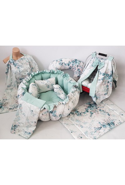 Babynest Dünyası Yeşil Çiçek Yeşil 10 Parçadan Oluşan Babynest Set Babynest Dünyası Yeşil Çiçek Yeşil 10 Parçadan Oluşan Babynest Set
