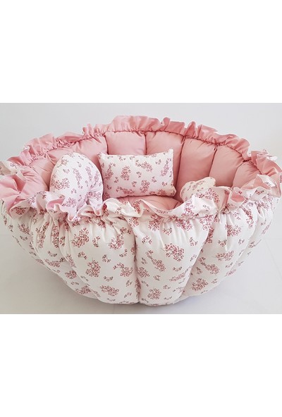 Babynest Dünyası Cıtır Cicek Pudra Yuvarlak Babynest Uyku ve Oyun Minderi