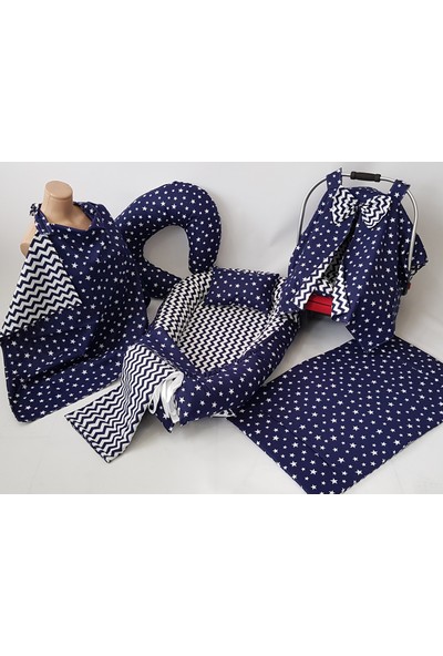 Babynest Dünyası Lacivert Yıldız Zigzag 8 Parça Babynest Seti Babynest Dünyası Lacivert Yıldız Zigzag 8 Parça Babynest Seti