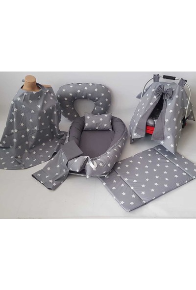 Babynest Dünyası Gri Yıldız Antrasit Gri 8 Parça Babynest Seti Babynest Dünyası Gri Yıldız Antrasit Gri 8 Parça Babynest Seti