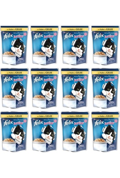 Felix Junior Tavuklu Kedi Maması 12 x 100 gr Felix Junior Tavuklu Kedi Maması 12 x 100 gr