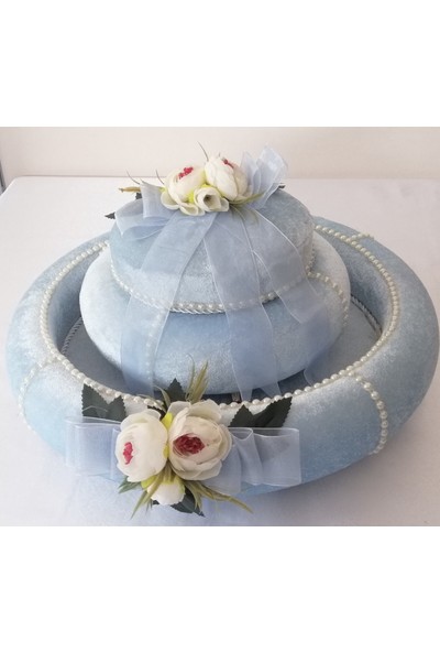 Elvaneli 2'li Set Kadife Kaplı Havluluk ve Tesbihlik