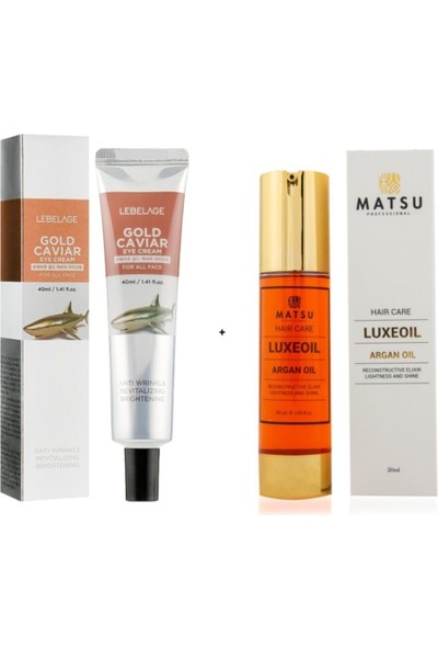 Lebelage Göz Çevresi Kapağı Kırışıklık Karşıtı Kremi+Matsu Luxeoil Argan Saç Bakım Yağı 50ML Lebelage Göz Çevresi Kapağı Kırışıklık Karşıtı Kremi+Matsu Luxeoil Argan Saç Bakım Yağı 50ML