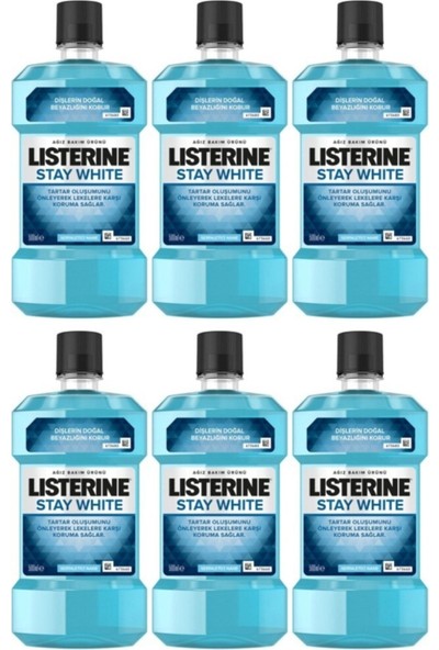 Listerine Stay White Ağız Bakım Suyu 500 ml x 6 Adet Listerine Stay White Ağız Bakım Suyu 500 ml x 6 Adet