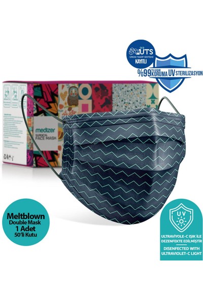 Medizer Yeşil Çizgi Desenli Meltblown Kumaş Full Ultrasonik 3 Katlı Cerrahi Maske - Burun Telli Medizer Yeşil Çizgi Desenli Meltblown Kumaş Full Ultrasonik 3 Katlı Cerrahi Maske - Burun Telli