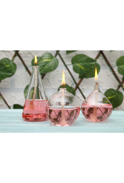 Vetroce 3'lü (Konik , Küre , Damla ) Cam Kandil Cappi + 200 ml Kandil Yağı