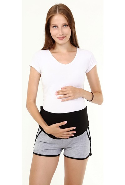 Luvmabelly MYRA8521 - Gri Hamile Spor Şortu