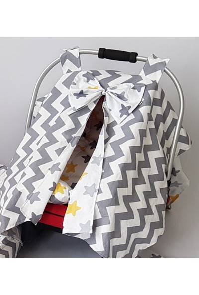 Babynest Dünyası Gri Zigzag Puset Örtüsü ve Puset Minderi
