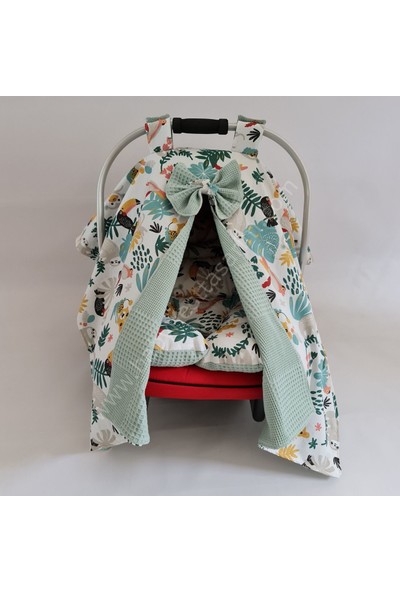 Babynest Dünyası Yeşil Pikeli Puset Örtüsü ve Puset Minderi