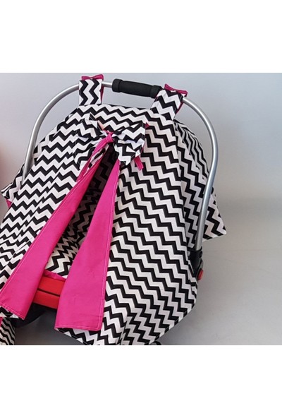 Babynest Dünyası Siyah Zigzag Puset Örtü ve Puset Minderi